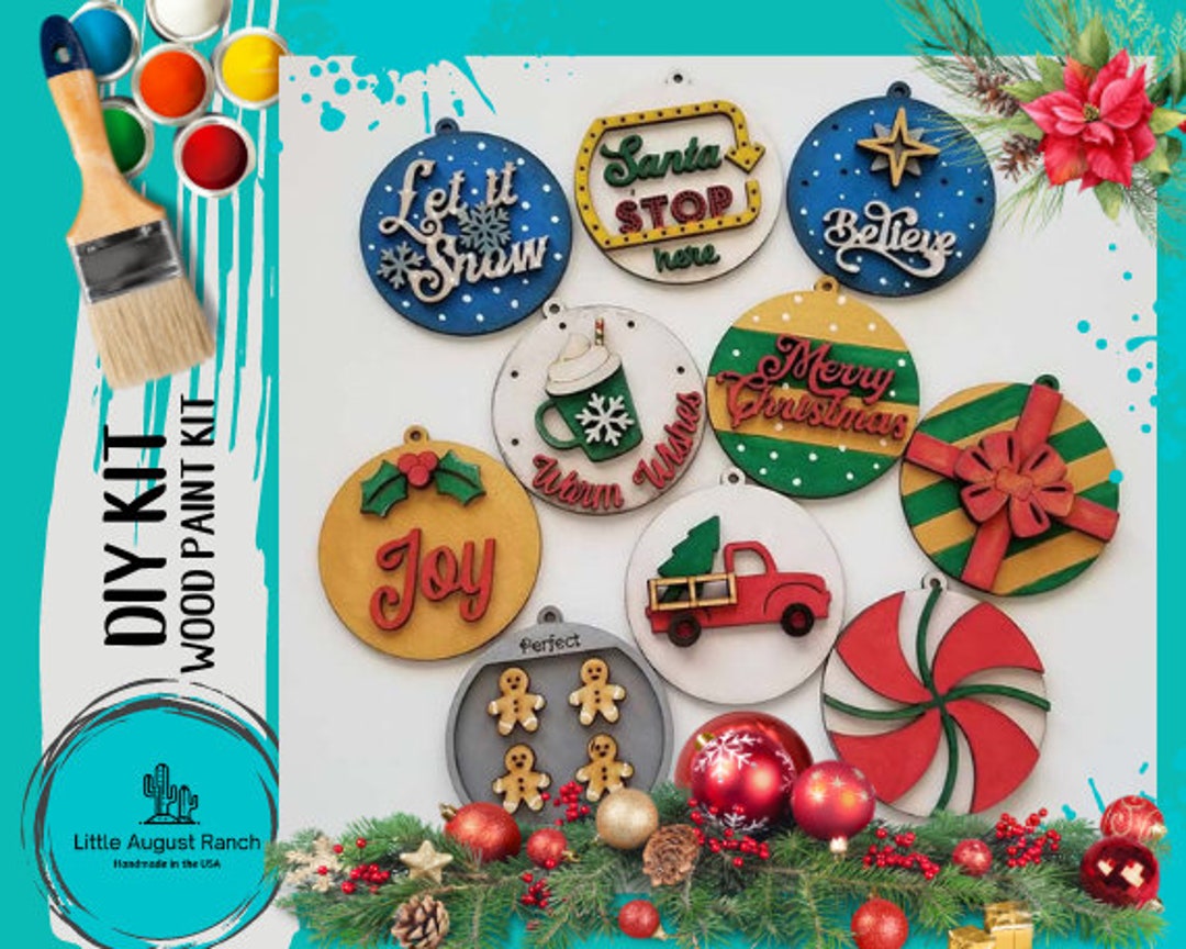 Round Christmas Tree Ornament Wood Blank Set - Traditional Christmas ...