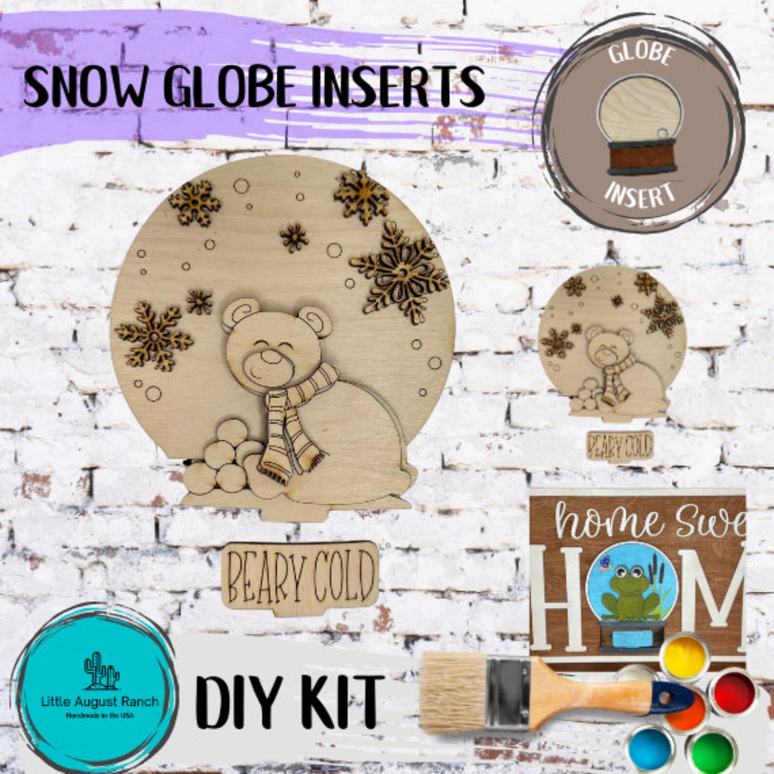 Polar Bear Winter Insert for Snow Globe DIY Interchangeable Decor ...