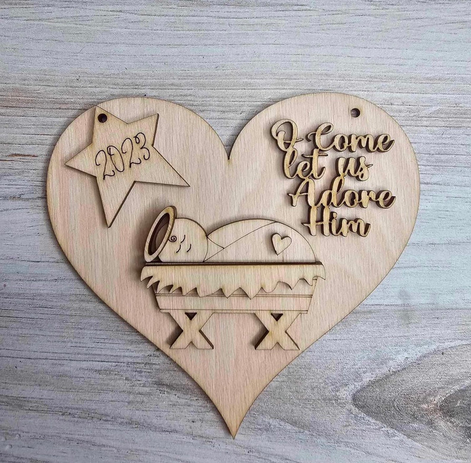 DIY Nativity Heart 2023 Christmas Ornament Set - Wood Blanks for ...