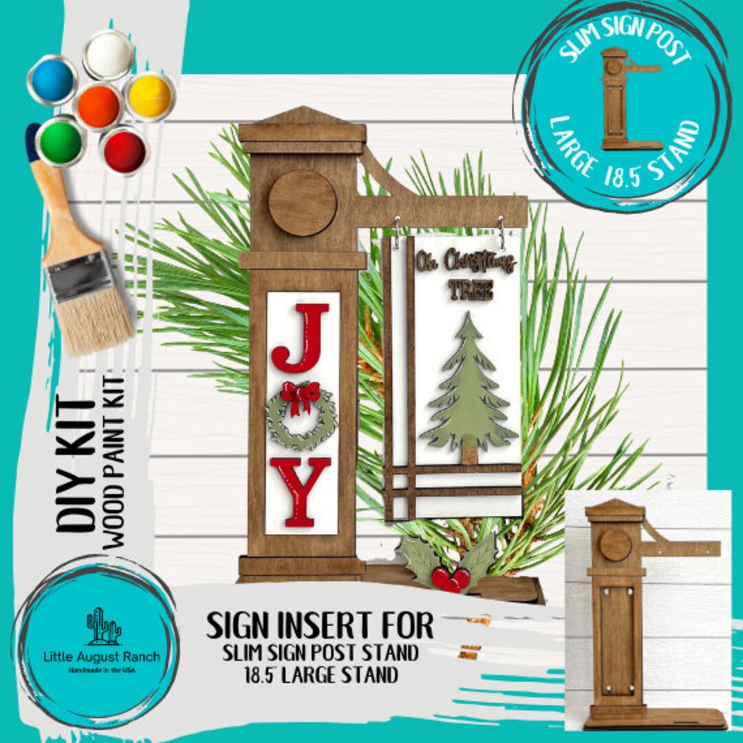 Joy Christmas Tree Add-on for Slim Sign Post Holder- DIY Wood Blanks ...