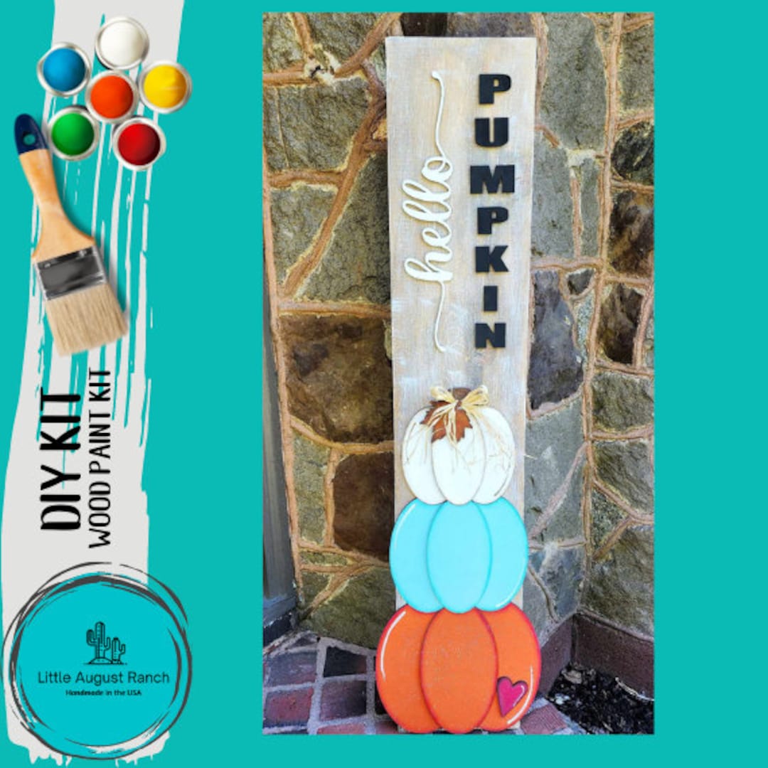 Hello Pumpkin Fall Porch Leaner Toppers DIY Kit - Wood Blanks for ...