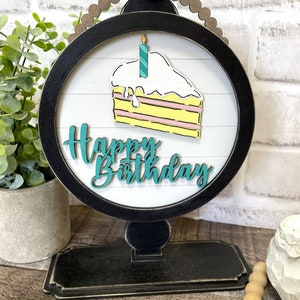Happy Birthday Tabletop Round Sign Holder - Wood Blanks for Painting ...