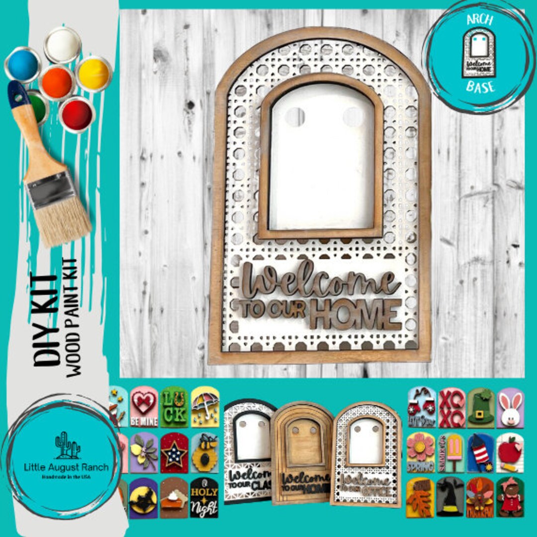 Interchangeable Arch Base Welcome, Rattan Wood Blank to Paint and Craft ...