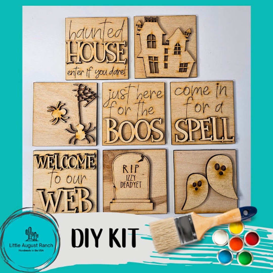 Spooky Halloween Haunted House Tiny Tile Set for Interchangeable Frame ...