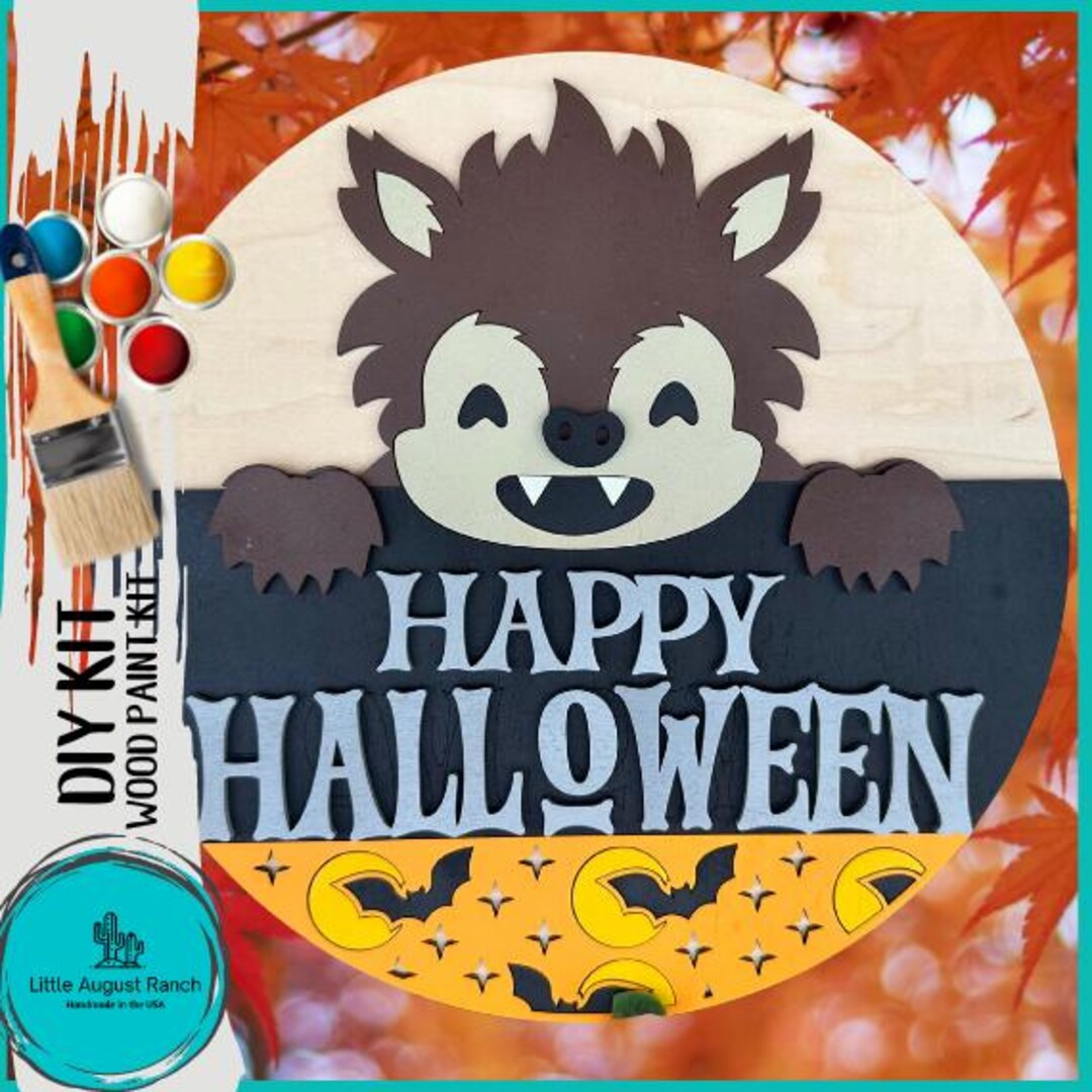 Werewolf Halloween Door Hanger DIY Kit - Paint Kit Wall Hanging - Paint ...