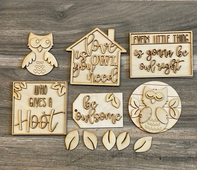 DIY Owl Tiered Tray - Animal Tier Tray Bundle - Owl Decor - Owl Wood ...