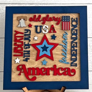 America Word Collage Square Framed - DIY Wood Blank Paint and Craft Kit ...