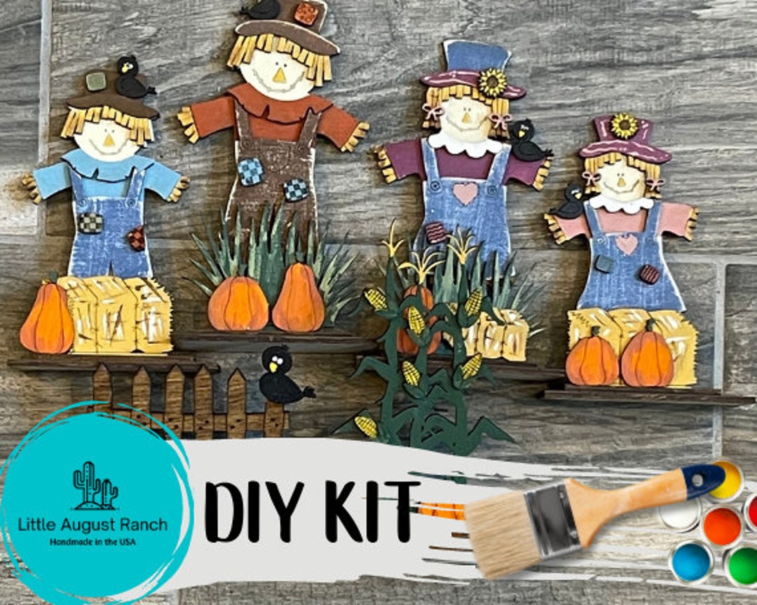 Fall Tiered Tray Decor Bundle DIY Scarecrow -build a Family Kit - Paint ...