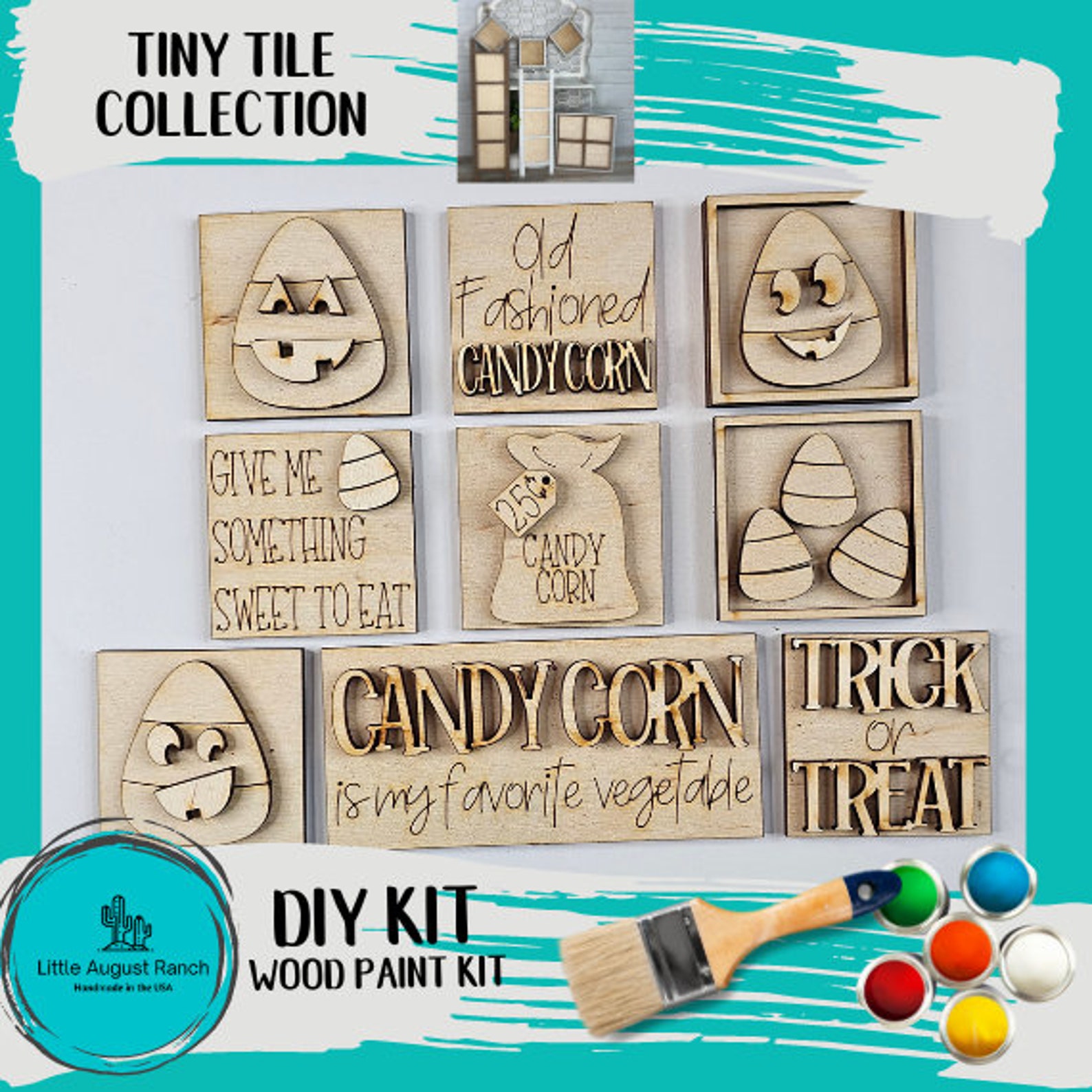 Candy Corn Tiny Tile Set for Interchangeable Frame Wood Decor - DIY ...