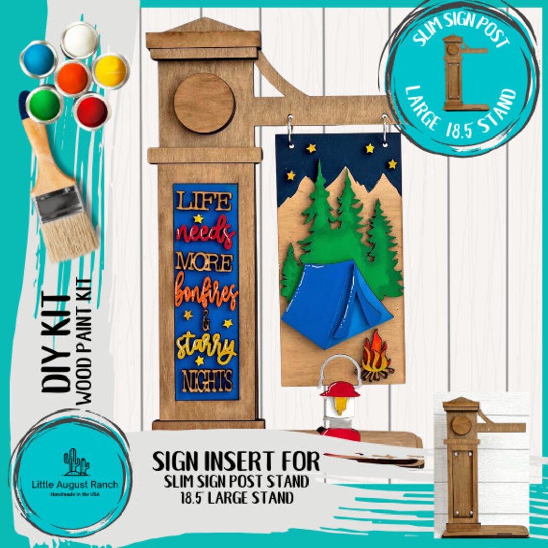 Camping Add-on for Slim Sign Post Holder- DIY Wood Blanks for Crafting ...