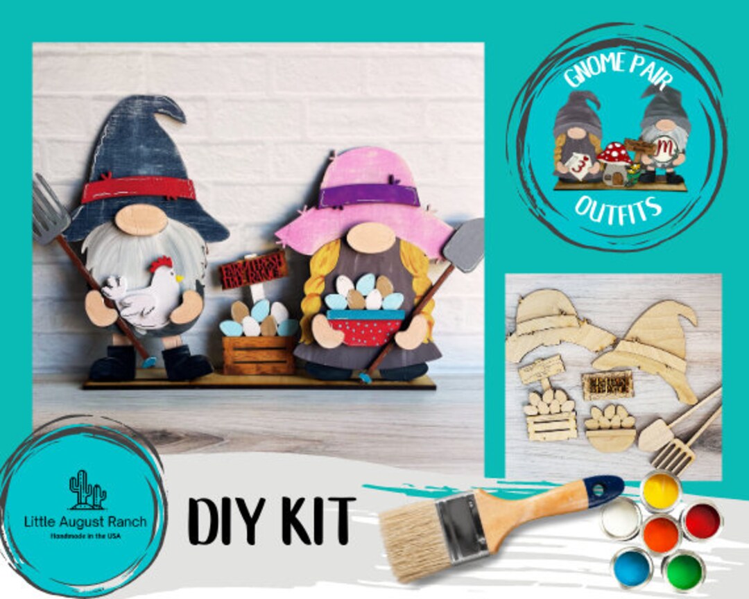 Chicken Farm Freestanding Wood Gnome Outfits- Interchangeable Gnomes ...