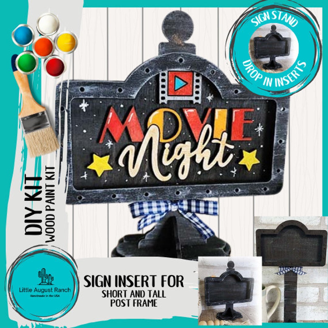 Movie Night DIY Interchangeable Sign - Drop in Frame - Wood Kit - Etsy