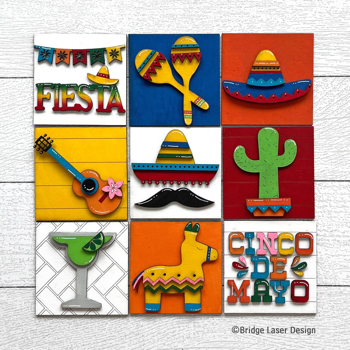 Fiesta Square DIY Tiles for 4.5" Frame - Wood Blanks to Paint and Craft ...