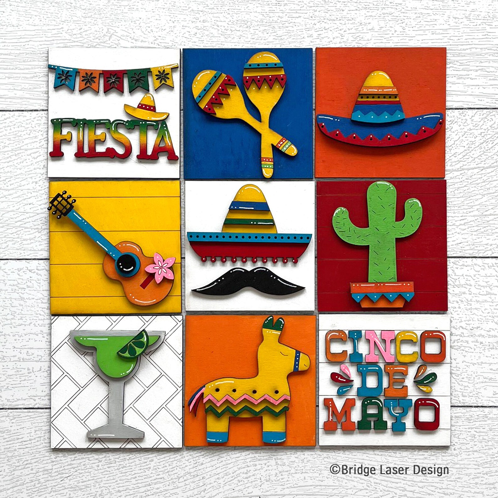 Fiesta Square DIY Tiles for 4.5" Frame - Wood Blanks to Paint and Craft ...