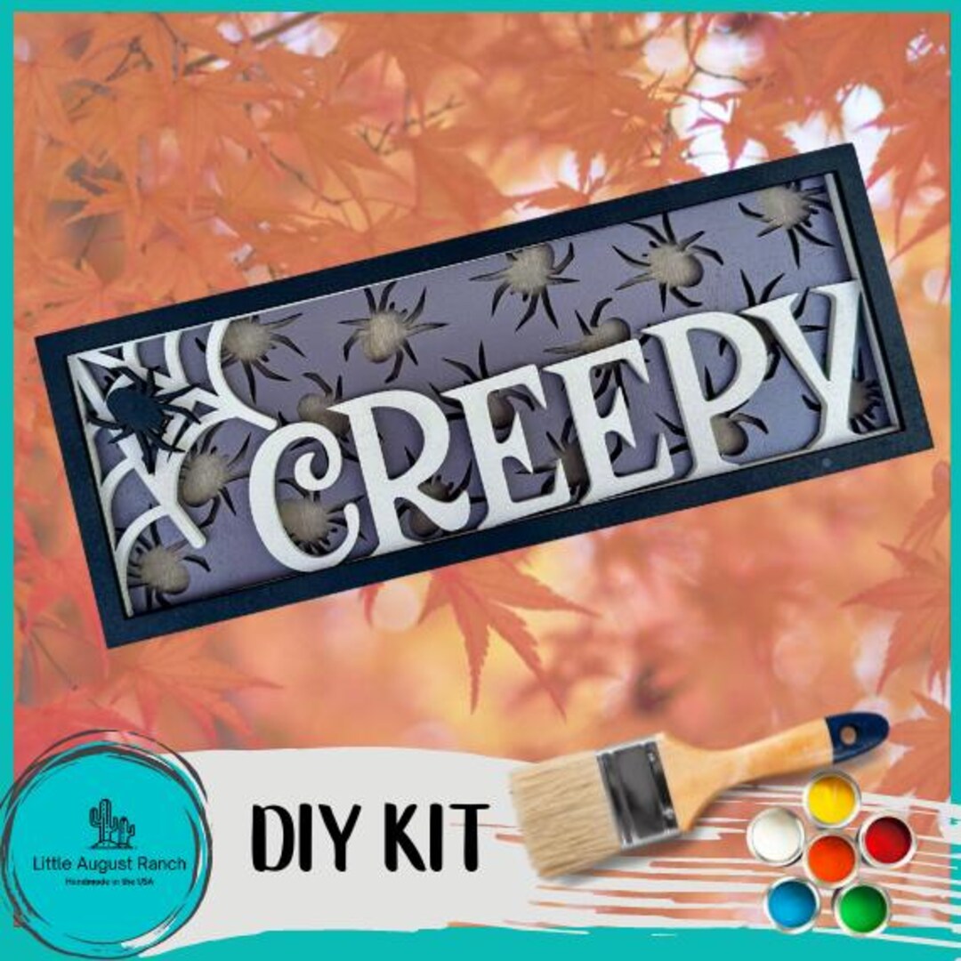Creepy Halloween Spider Chunky Sign DIY Kit - Paint Kit Wall Hanging ...