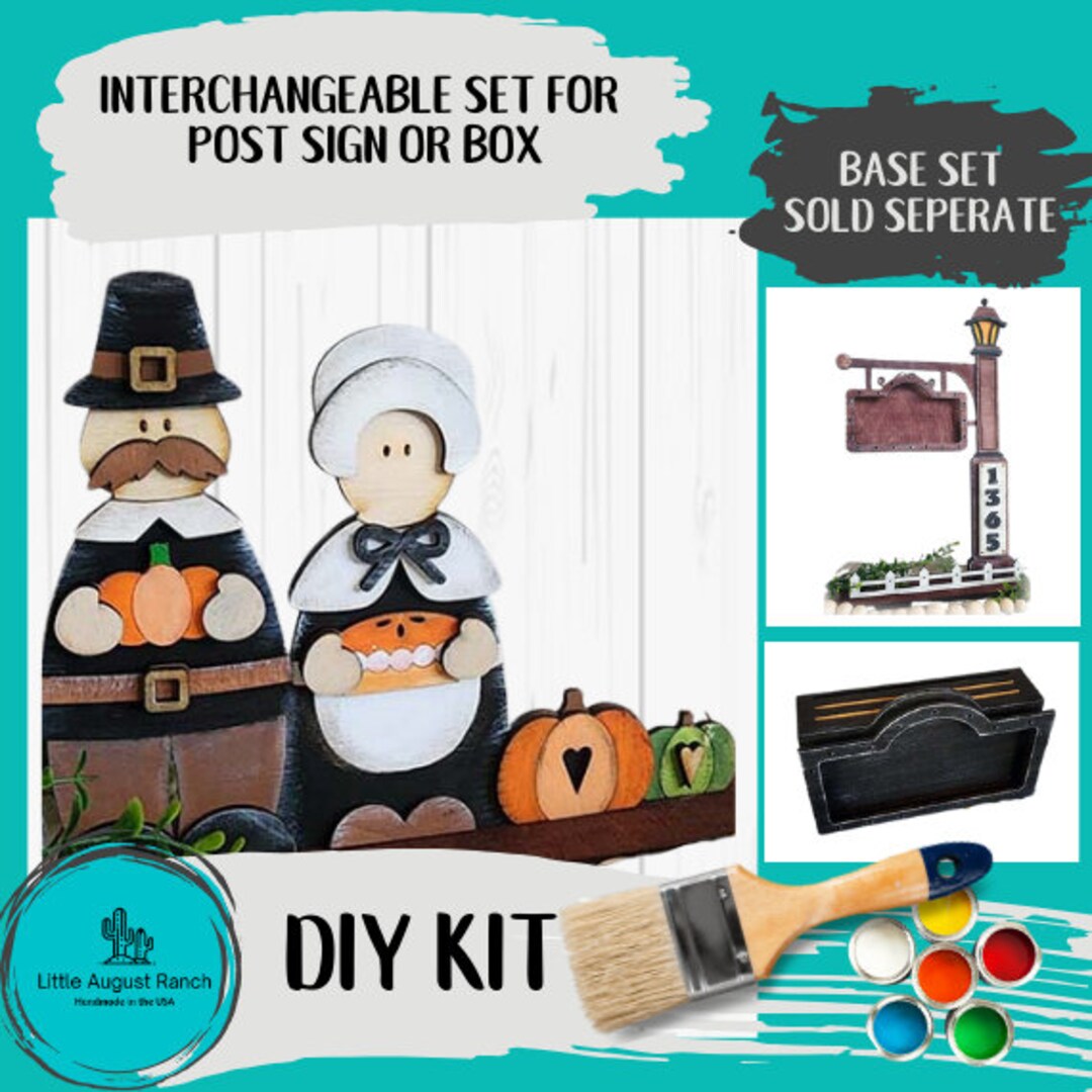 Pilgrim Couple DIY Interchangeable Add-ons for Sign Post and Box - Wood ...