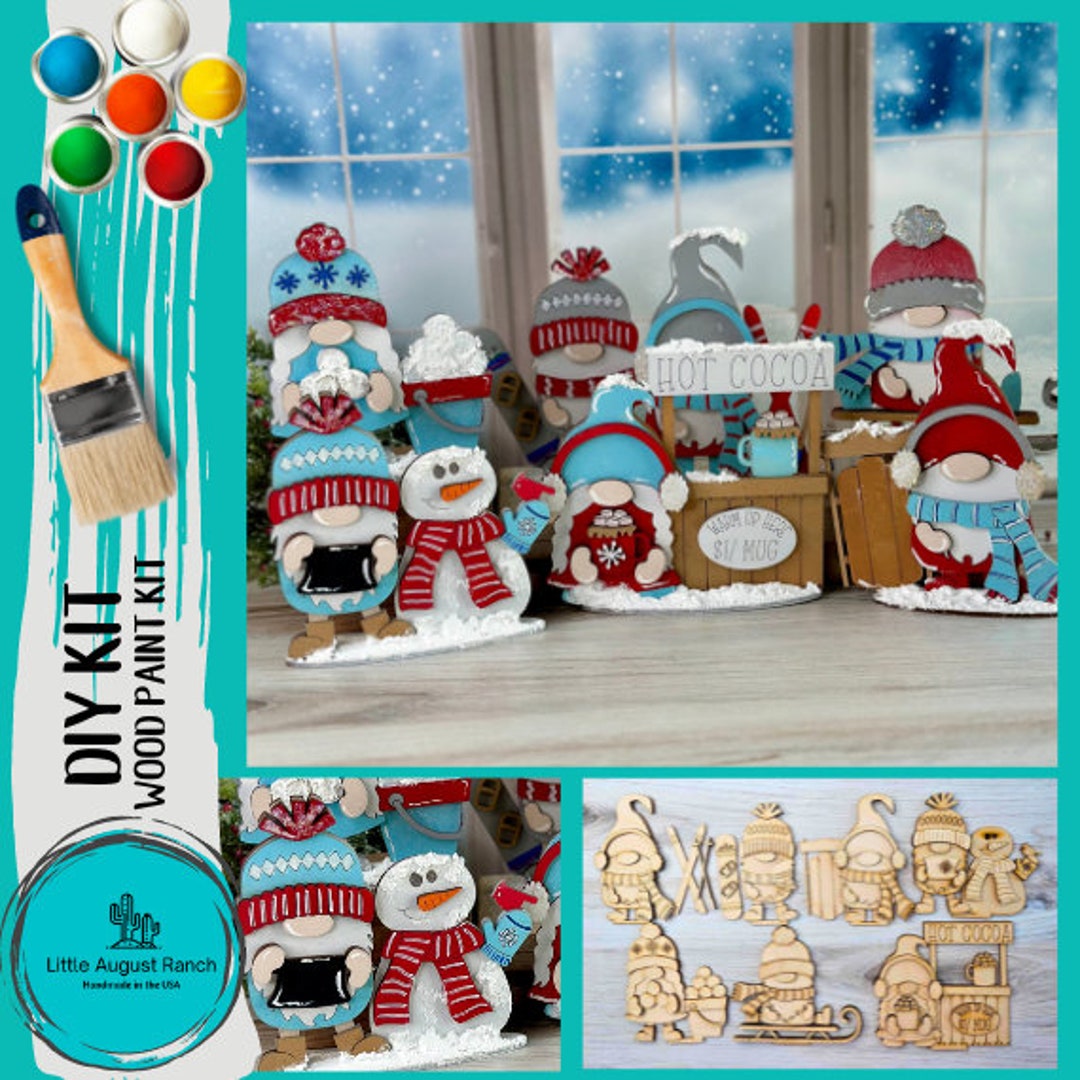 DIY Winter Standing Gnome Kit - Tiered Tray Gnome - Wood Blanks for ...