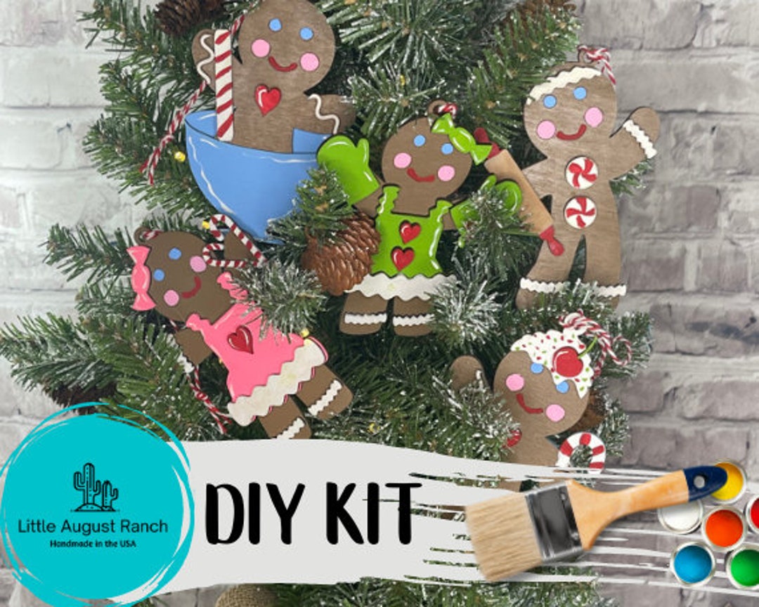 Gingerbread DIY Christmas Ornament Kit- Tree Ornament Wood Blanks ...