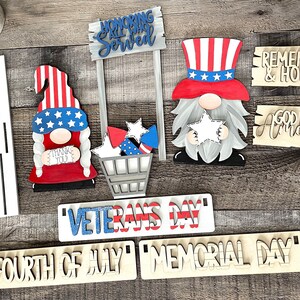 Veterans Day, Memorial Day, 4th of July Gnome DIY Mini Tray Sets - Wood ...