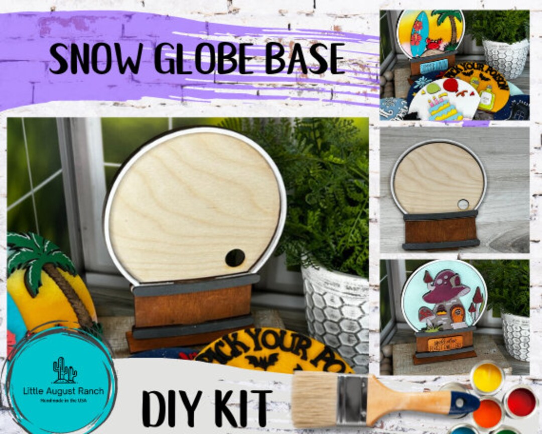 Snow Globe Base for DIY Interchangeable Decor Inserts - Wood Paint Kit ...
