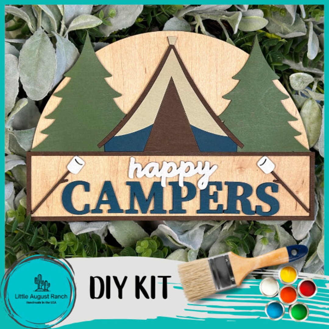 Happy Campers Shaped Door Hanger DIY Kit -wood Blanks for Painting and ...