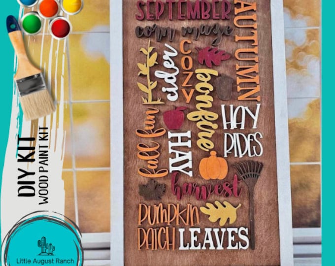 Fall Word Collage DIY Wood Blank Paint Kit - Etsy