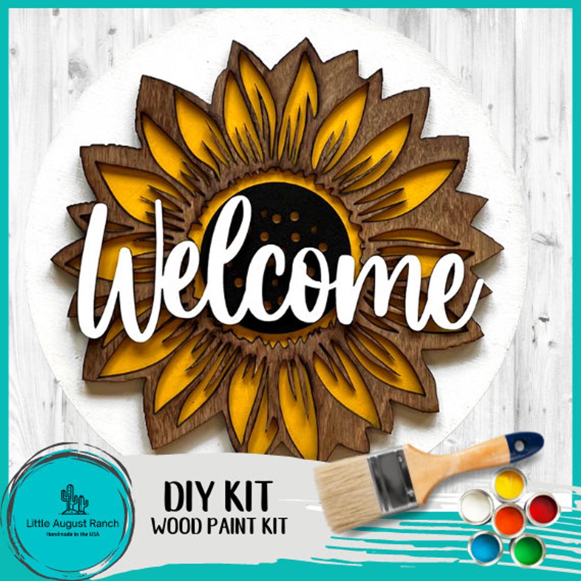 Sunflower Welcome Hanger - DIY Paint Kit Wood Blank Set for Crafting ...