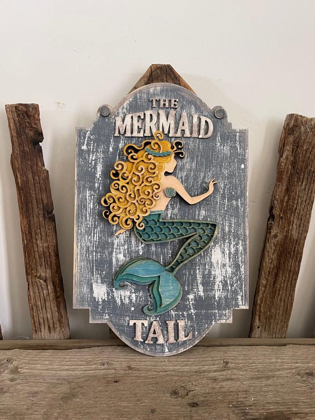 Mermaid Wall Decor - Wood Mermaid Sign - Etsy