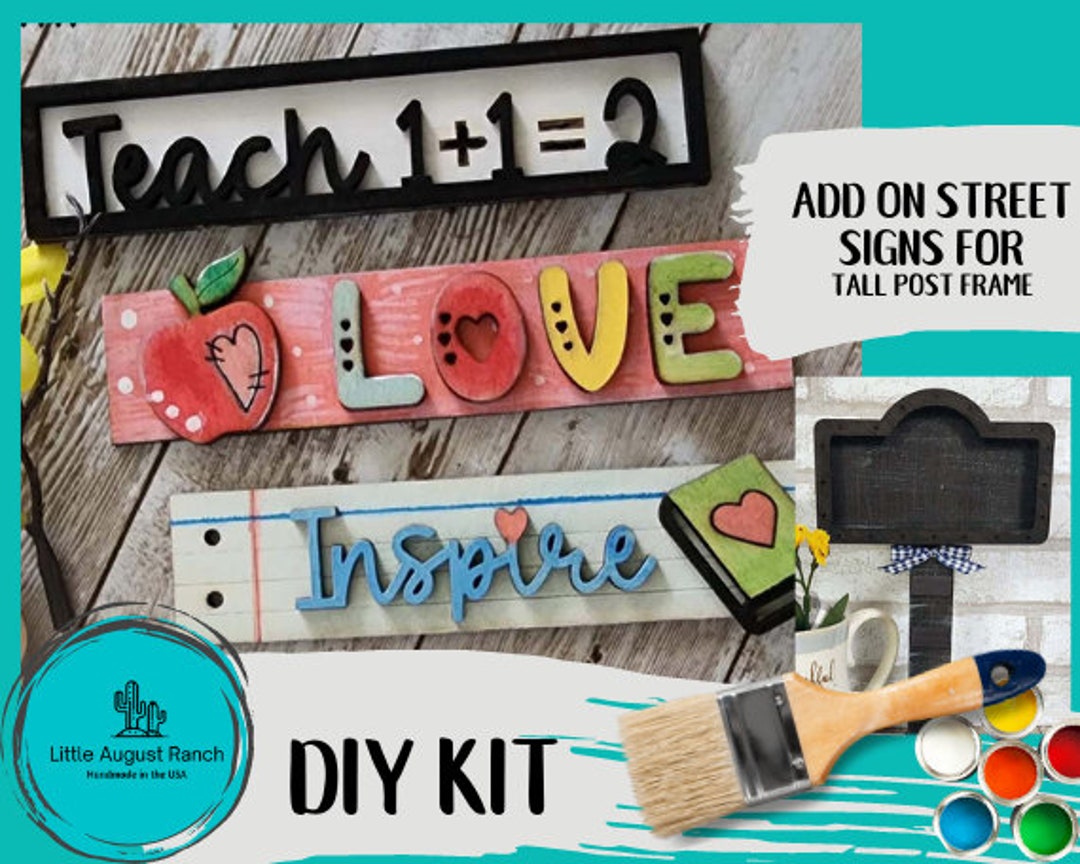DIY School Teacher Interchangeable Sign - Add on Street Signs - Wood ...
