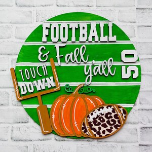 Football Decor - Round Door/wall Hanger Fall Football- DIY Wood Blank ...