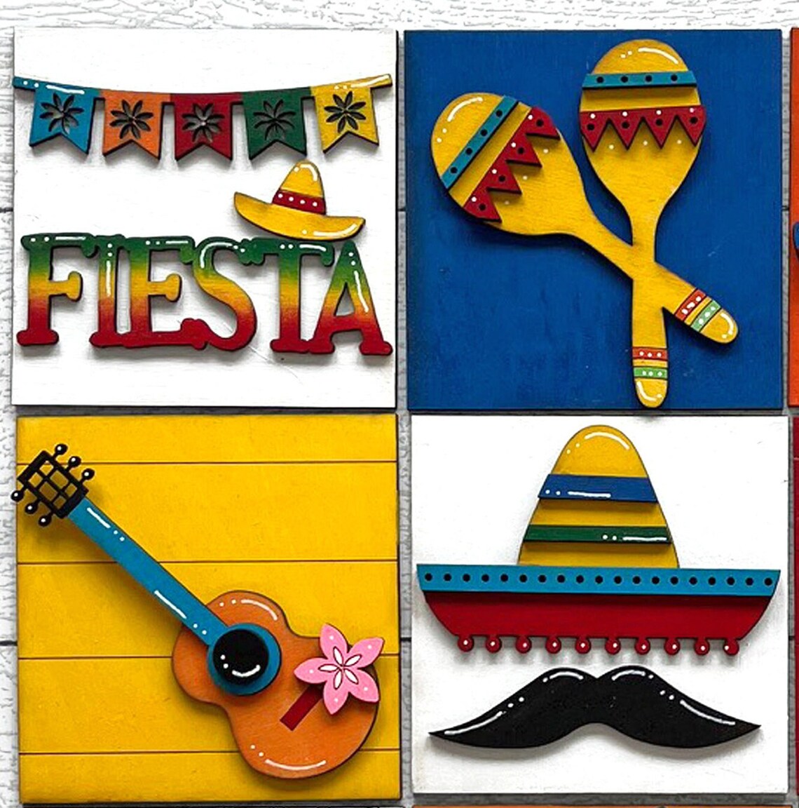 Fiesta Square DIY Tiles for 4.5" Frame - Wood Blanks to Paint and Craft ...