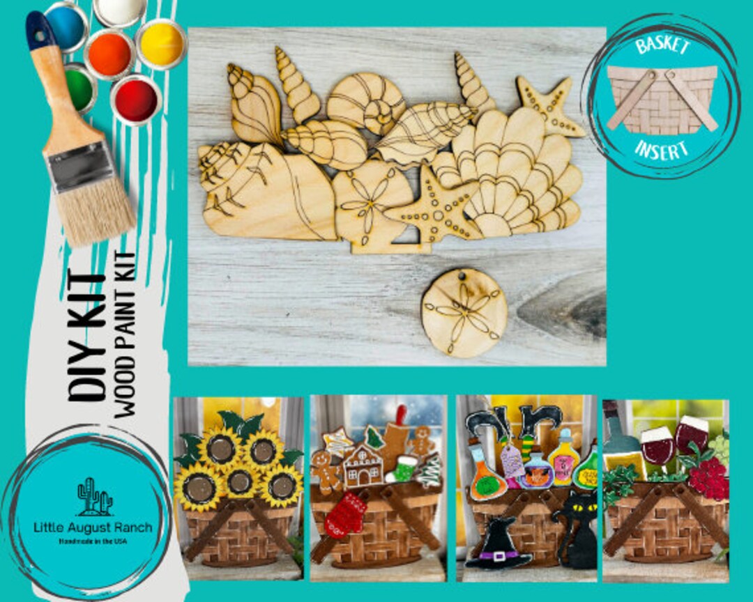 DIY Beach Seashells Insert for Interchangeable Basket Decor - Wood Blank for Painting - Inserts ...