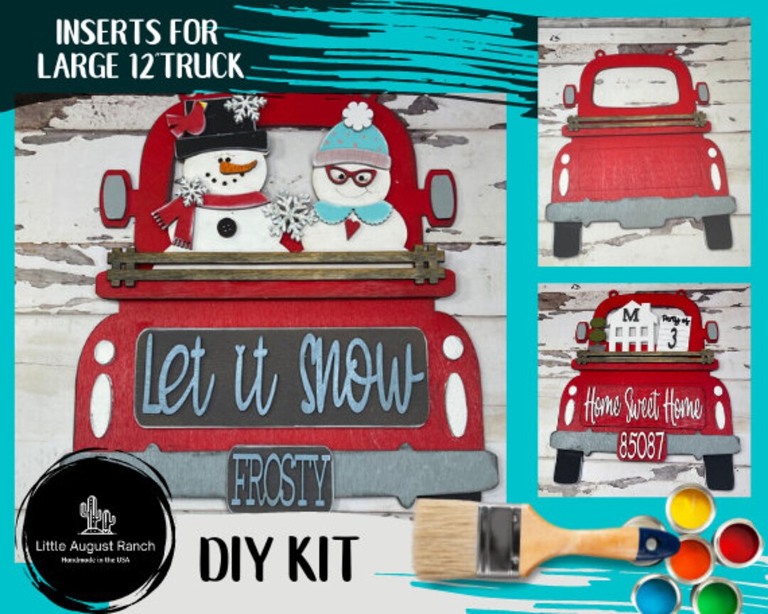 Let It Snow Insert for Large Interchangeable Truck - Snowmen Hanging or ...