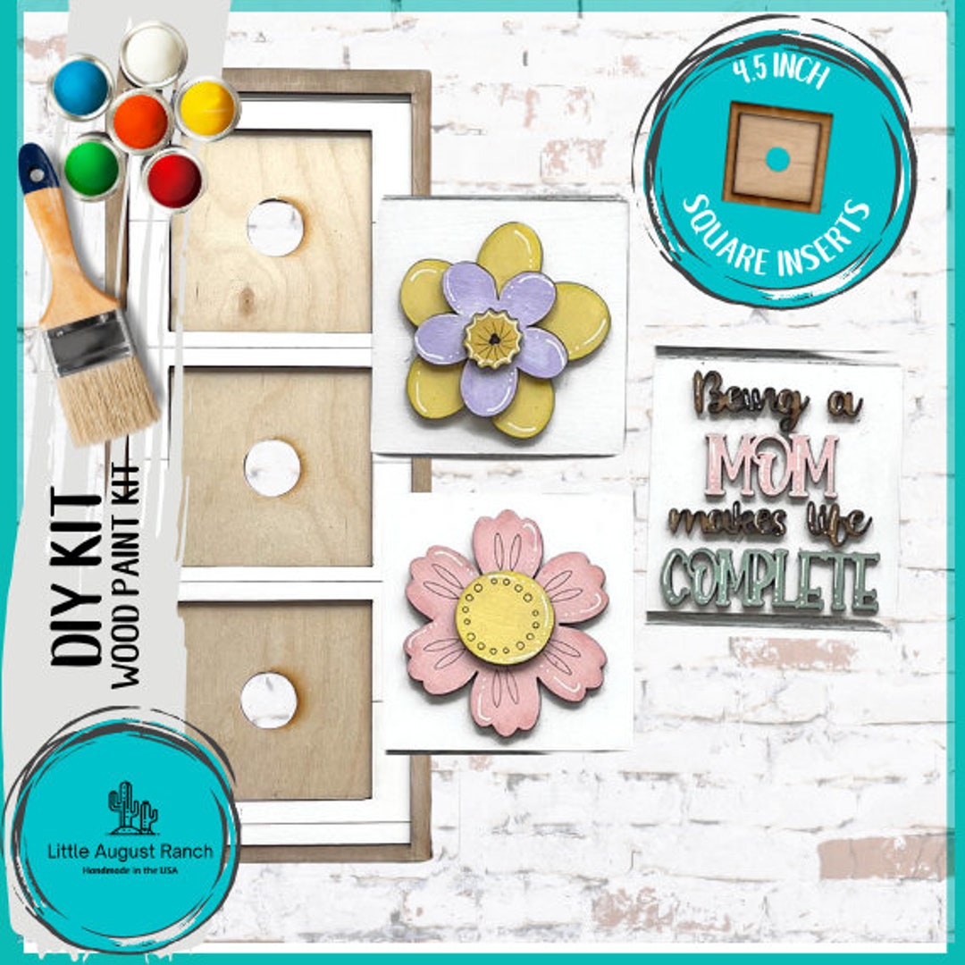 Mom Square DIY Tiles for 4.5" Frame - Wood Blanks to Paint and Craft - Etsy