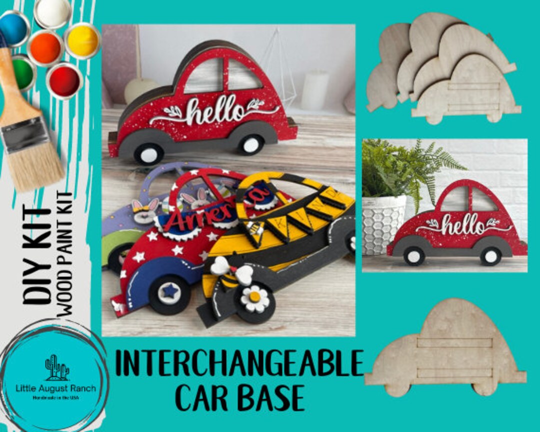 DIY Interchangeable Car Wood Paint Kit - BASE Set - Wood Blanks - Etsy