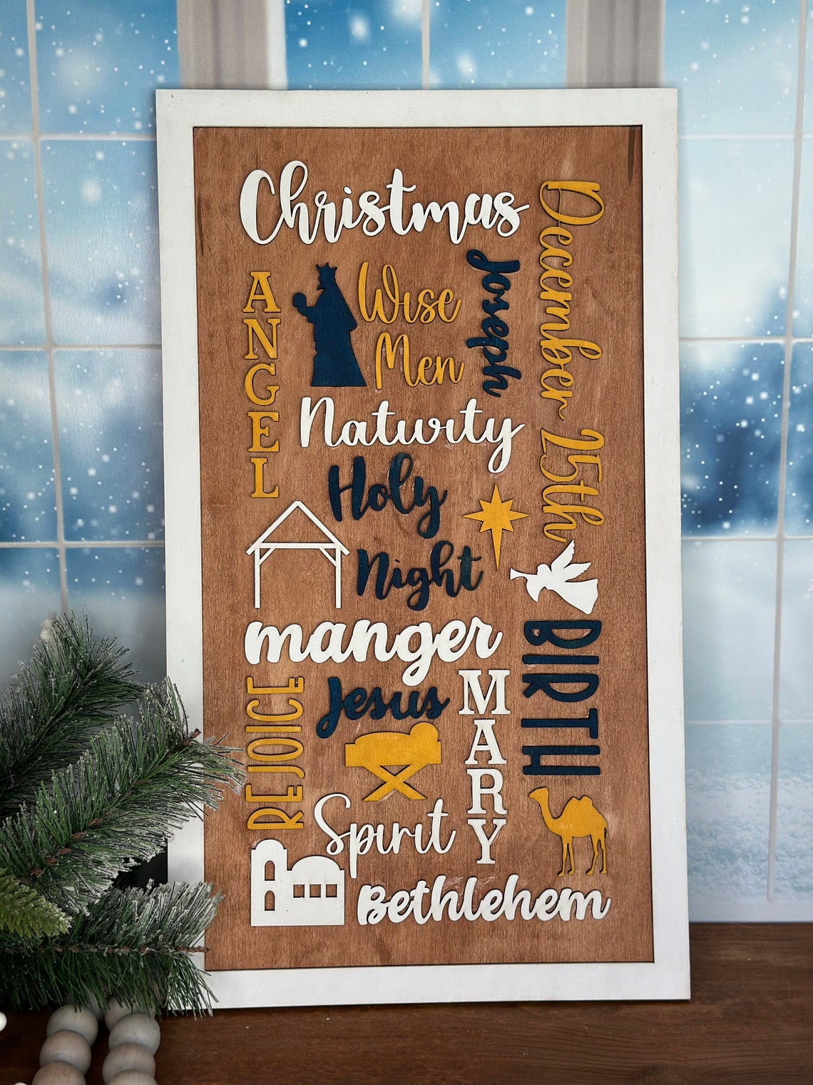 Christmas Nativity December Word Collage - DIY Wood Blank Paint Kit - Etsy