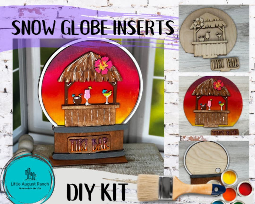 Tiki Bar Insert for Snow Globe DIY Interchangeable Decor Inserts Wood ...