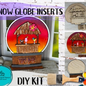 Tiki Bar Insert for Snow Globe DIY Interchangeable Decor Inserts - Wood Paint Kit - Home Decor ...