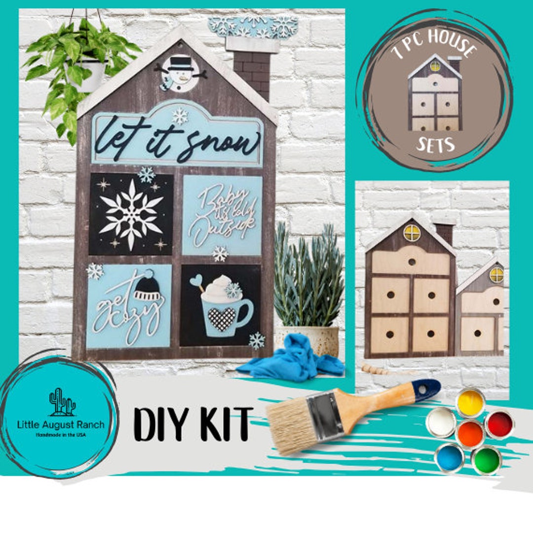 Let It Snow Square Inserts for House Frames Interchangeable 7 Piece ...