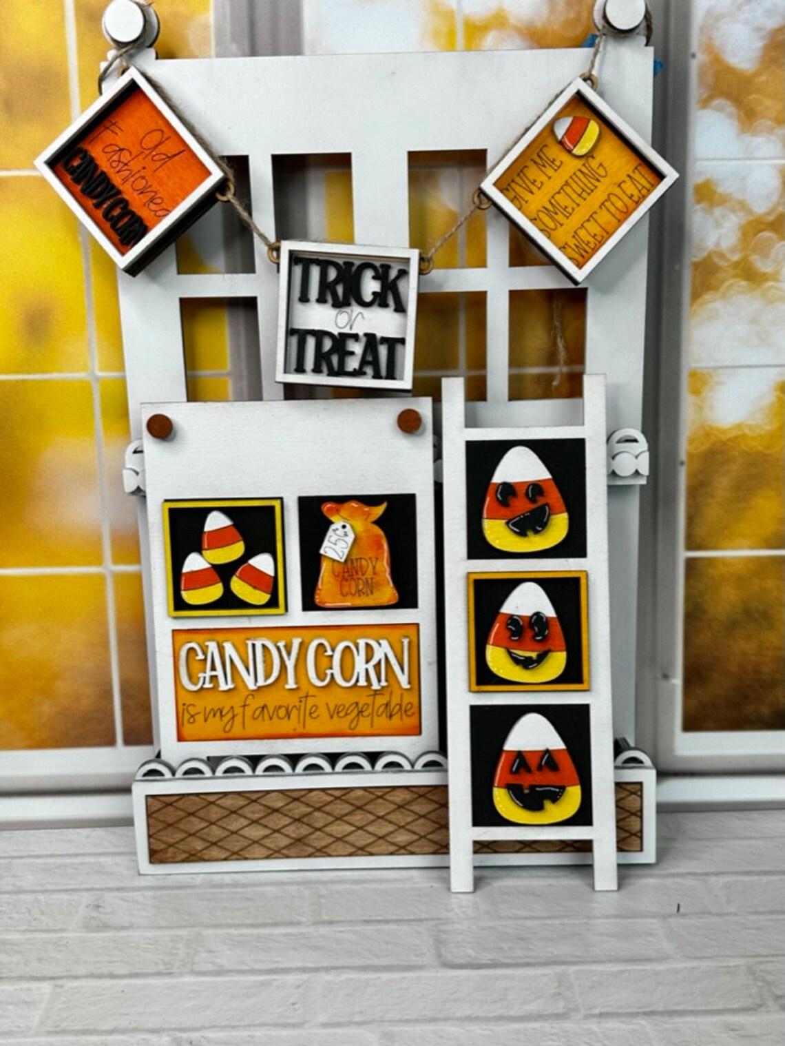 Candy Corn Tiny Tile Set for Interchangeable Frame Wood Decor - DIY ...