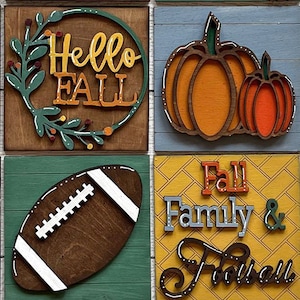 Fall Square DIY Tiles for 4.5" Frame - Wood Blanks to Paint and Craft ...