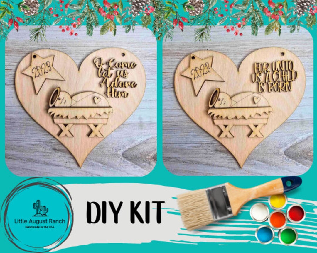 DIY Nativity Heart 2023 Christmas Ornament Set - Wood Blanks for ...
