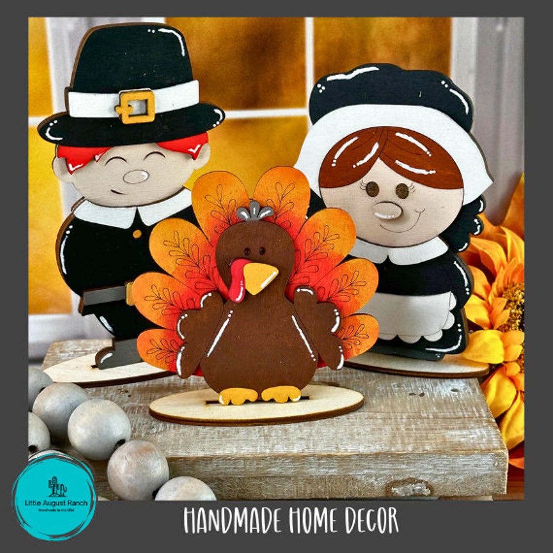 Thanksgiving Pilgrim Set Hand Painted Home Decor for Fall - Etsy