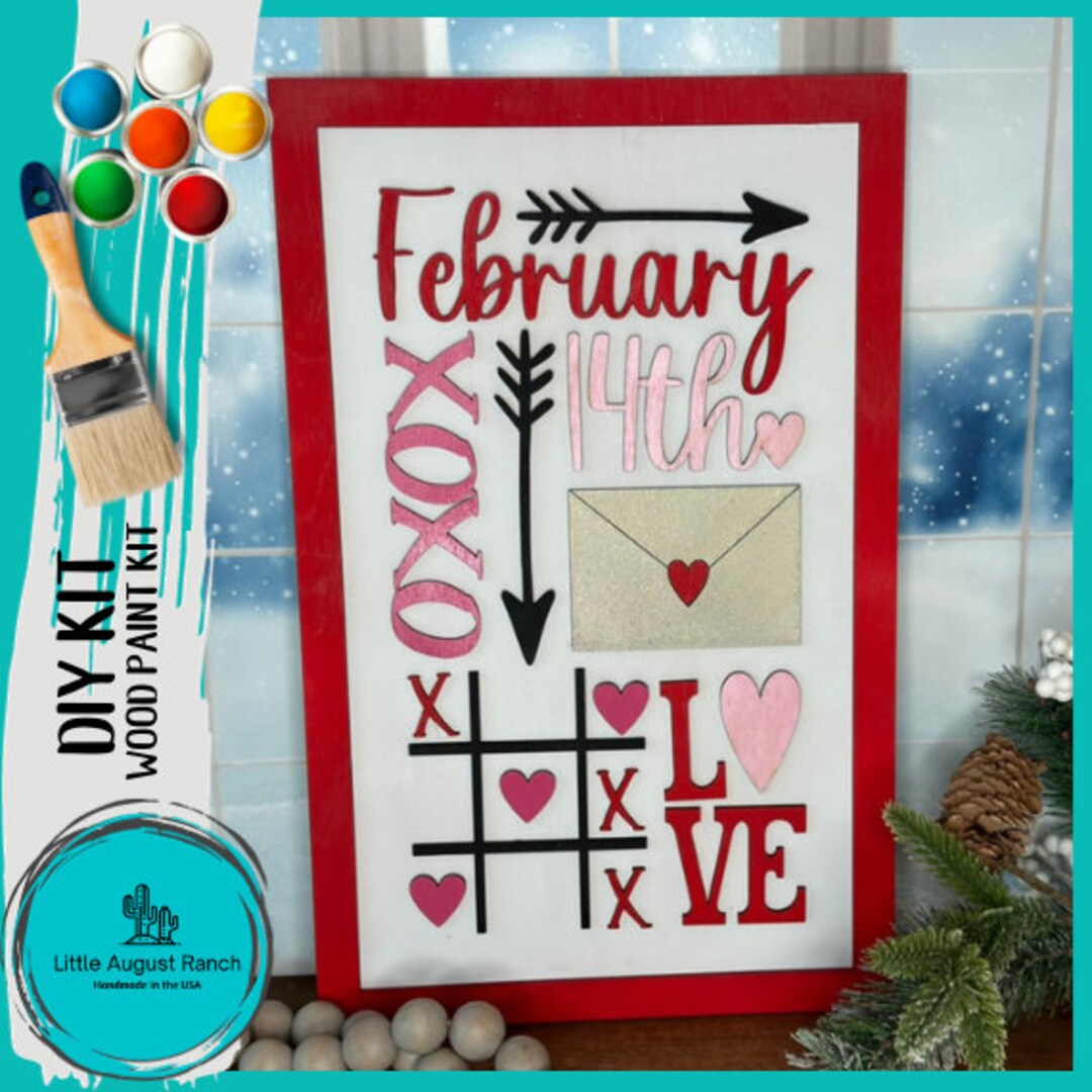 February Word Collage - DIY Wood Blank Paint Kit - Etsy