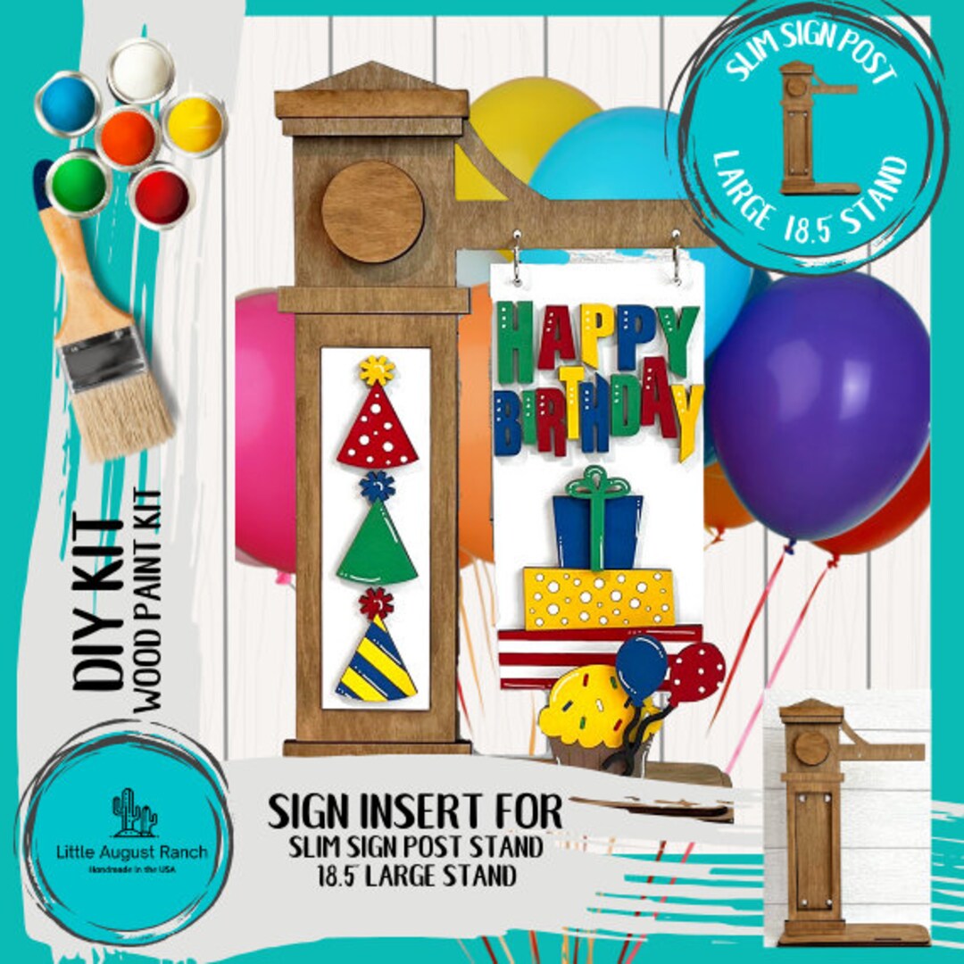 Birthday Add-on for Slim Sign Post Holder- DIY Wood Blanks for Crafting ...