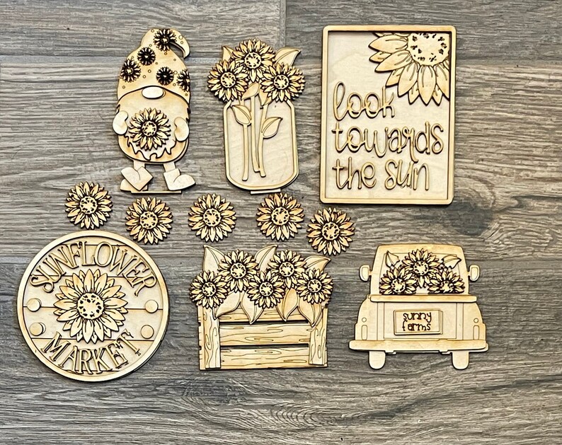 Sunflower Farms DIY Tiered Tray Bundle -sunflower Gnome Tiered Tray Kit ...