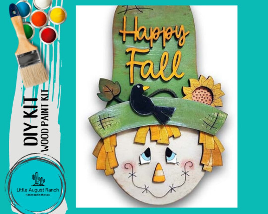 Scarecrow Door Hanger DIY Fall Kit - Paint It Yourself Fall Kit - Etsy