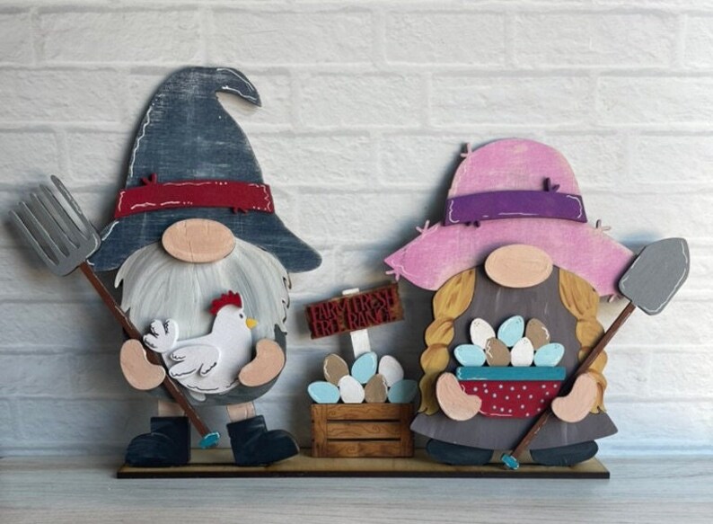 Chicken Farm Freestanding Wood Gnome Outfits- Interchangeable Gnomes ...