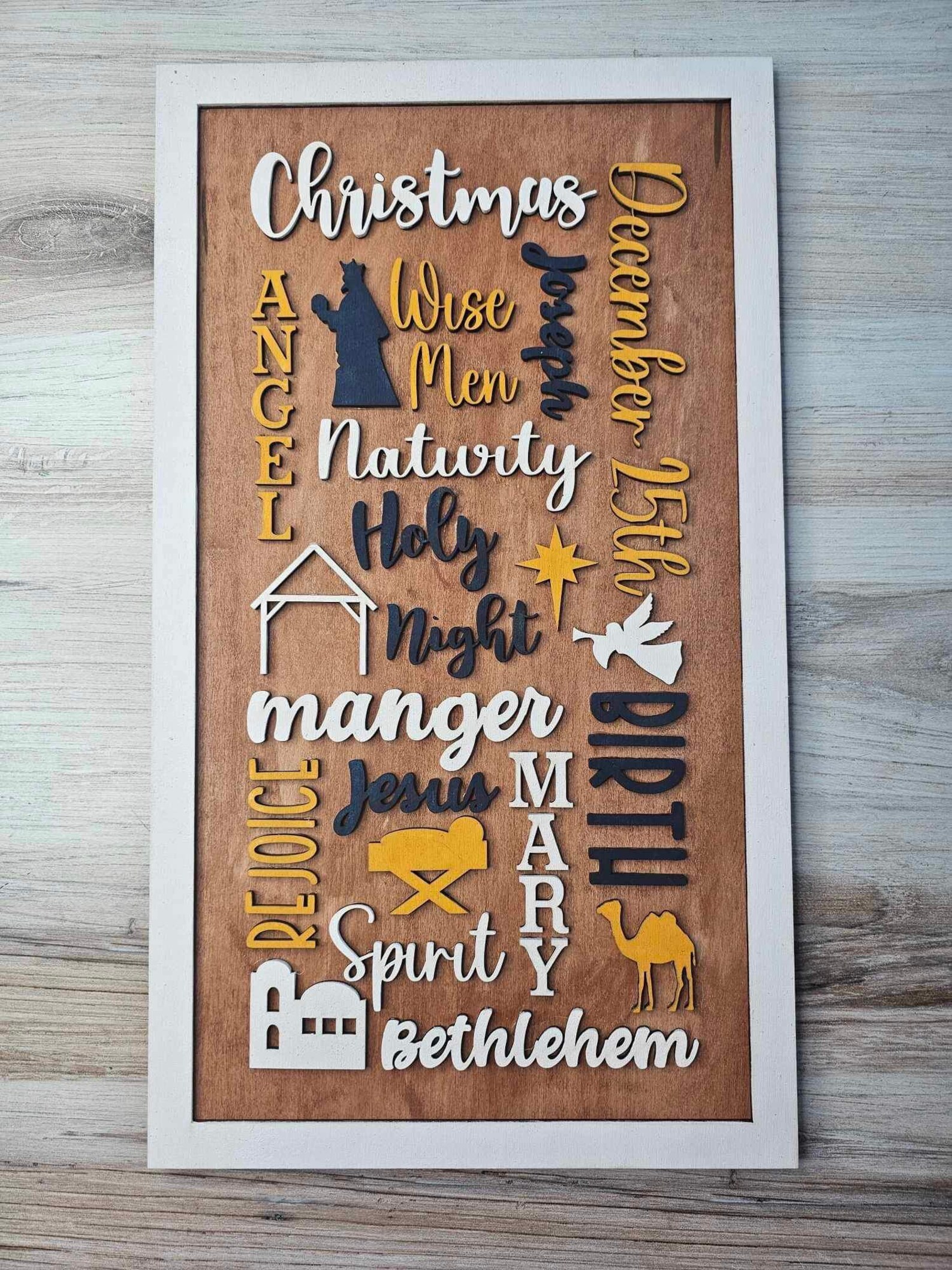 Christmas Nativity December Word Collage - DIY Wood Blank Paint Kit - Etsy