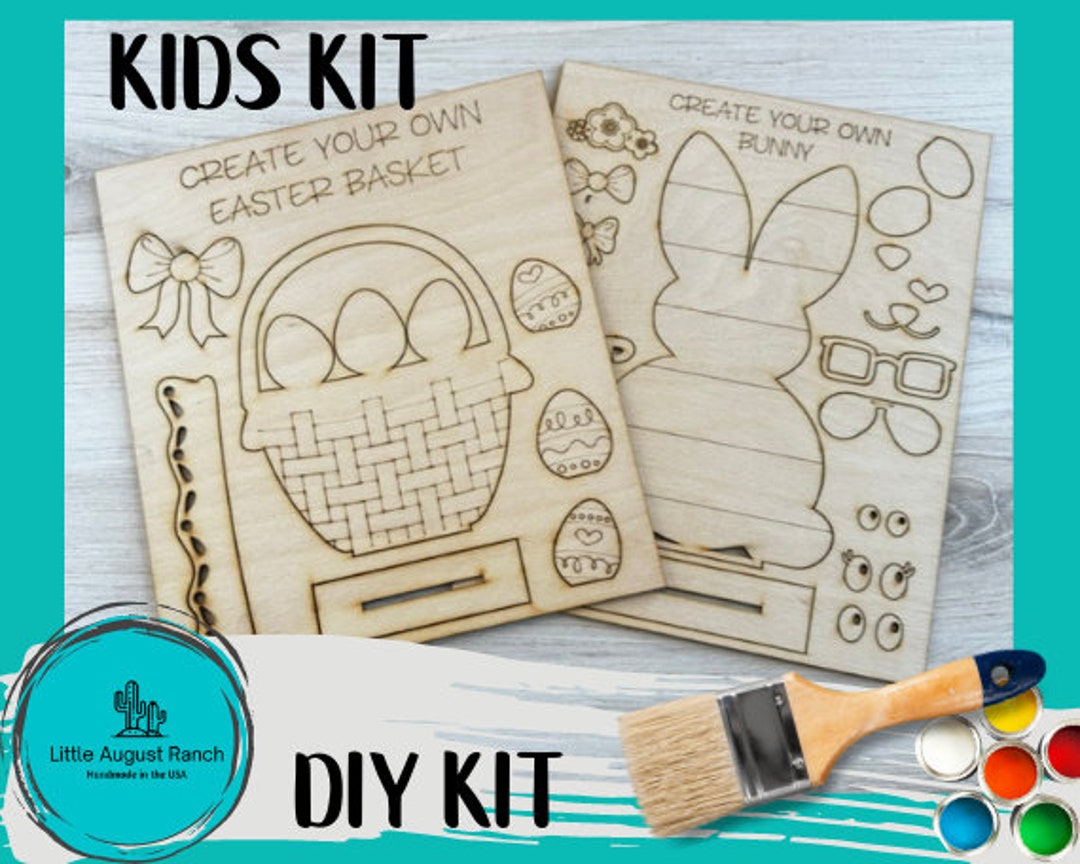 Kids Easter Coloring/paint Kits - Build a Bunny- Build a Easter Basket ...